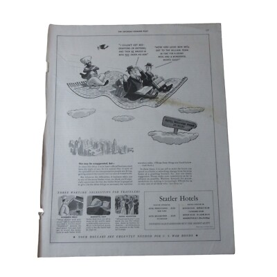 1942 Statler Hotels - Flying Carpet WW2 - Vintage Print Ad | eBay