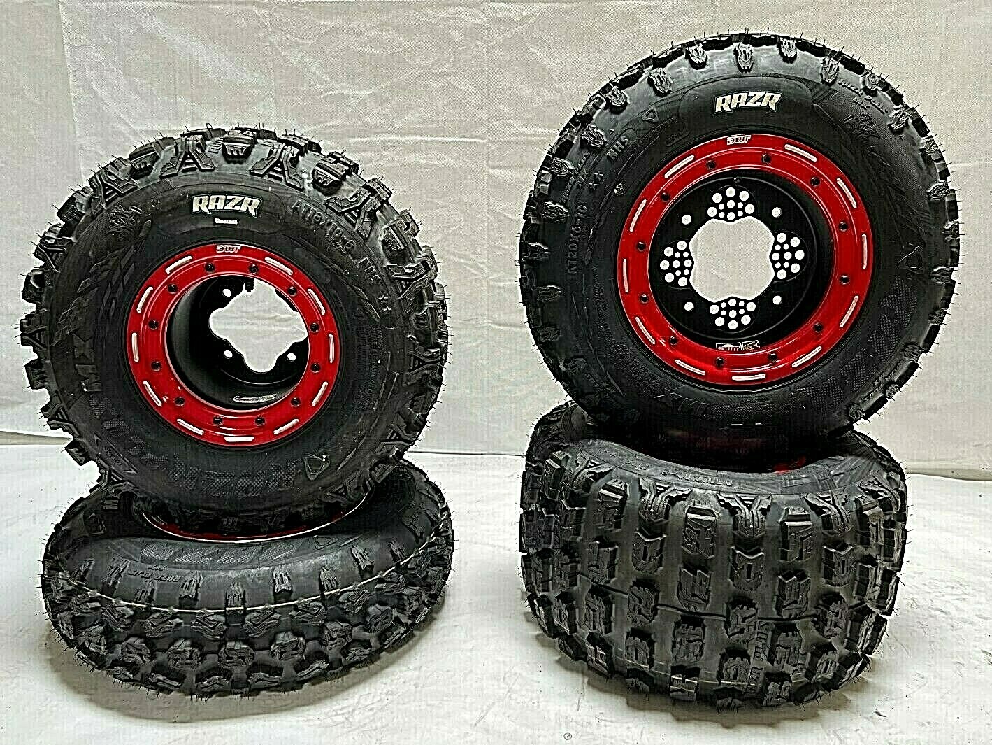 DWT G3 Beadlock Rims Maxxis Razr Plus MX Tires Front Rear YFZ450 ...