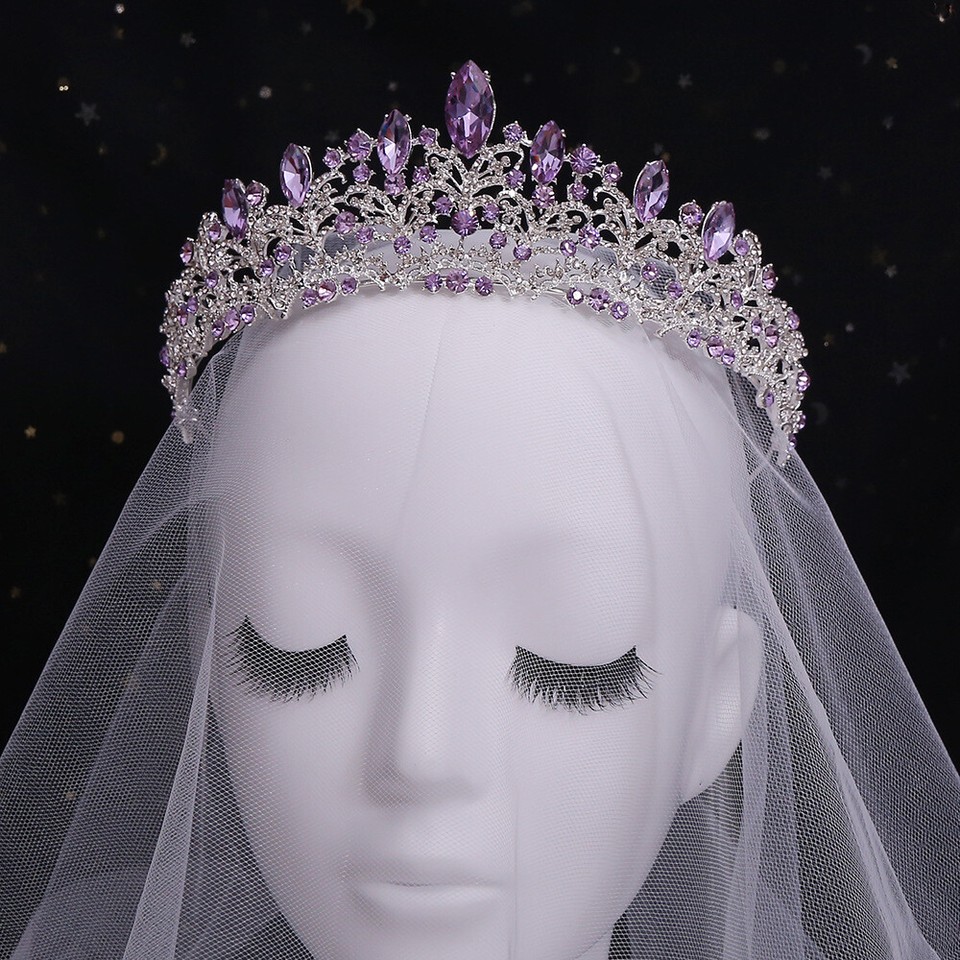 Light Purple Crystal Queen Princess Wedding Tiara Crown 11 Styles For ...