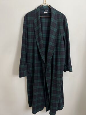Vintage Pendleton Blackwatch Tartan Robe Mens Large Plaid Virgin Wool ...