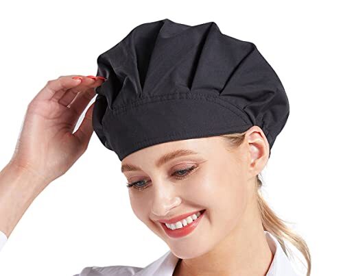 3pcs Unisex Chef Hat Adjustable Elastic Work Cap Kitchen One Size Black ...