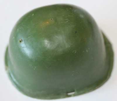 *VINTAGE DOLL SIZE PLASTIC MILITARY HELMET--OPENING IS 1.75" BY 1.5 ...