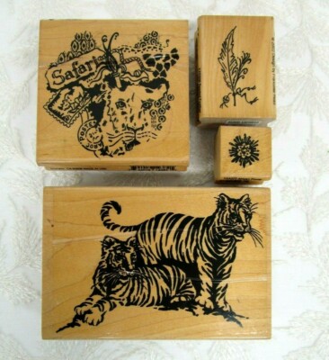 Stampendous Safari Collection Rubber Stamp Lot set of 4 African Tigers ...