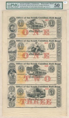 Office of the South Carolina Railroad Uncut Obsolete Sheet - Broken ...