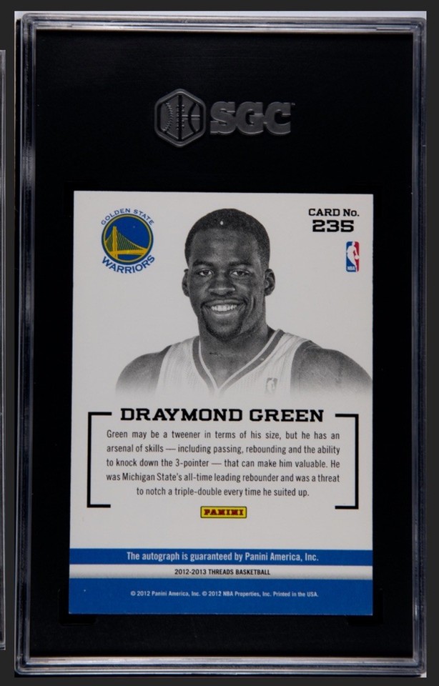 2012-13 Panini Threads #235 Draymond Green, Autographed Rookie Card ...
