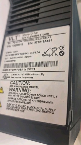 DANFOSS 132F0018 VLT MICRO DRIVE FC-051PK75T4E20H3 Used Good Condition ...