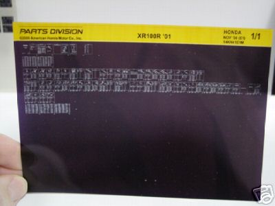 Microfiche Honda Motorcycle Fiche for 2001 XR100R | eBay