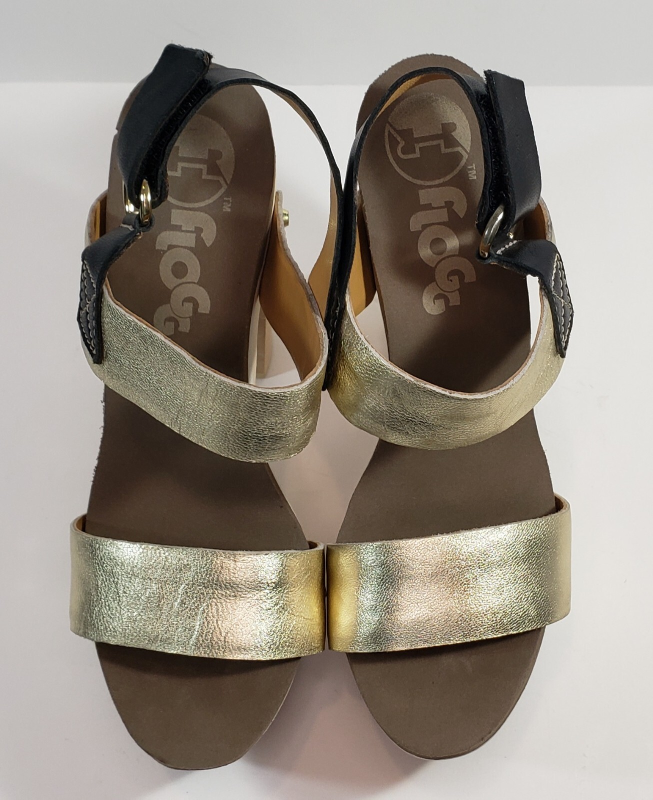 FLOGG Platform Sandals Clogs Heels, Size 8, Light Gold Leather *NICE ...