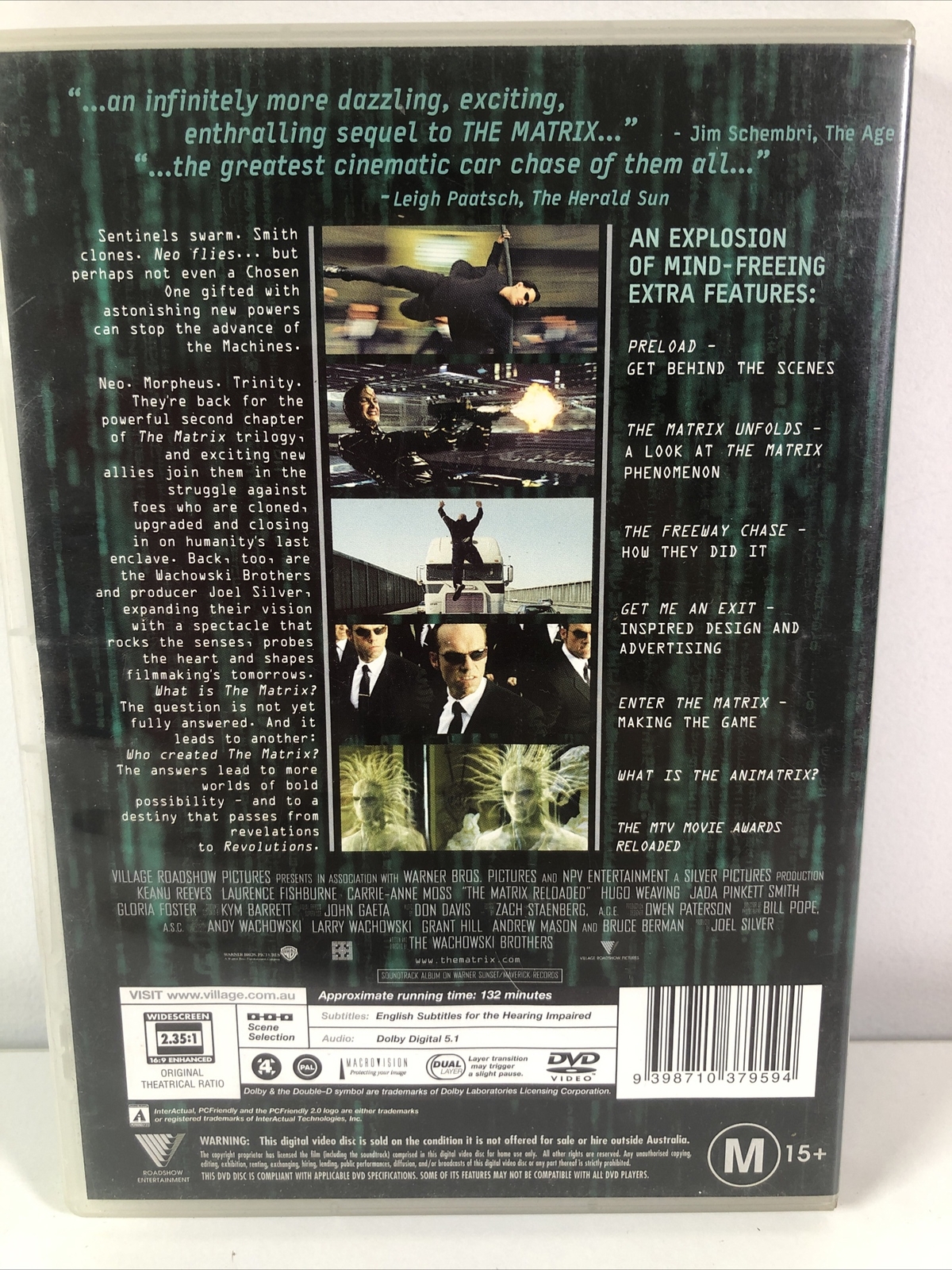The Matrix Reloaded (DVD 2003 2 disc-set) Keanu Reeves Hugo Weaving R 4 ...