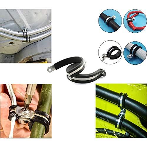 6pcs 2 inch(50mm) Rubber Cushioned Cable Clamp 304 Stainless Steel Hose ...
