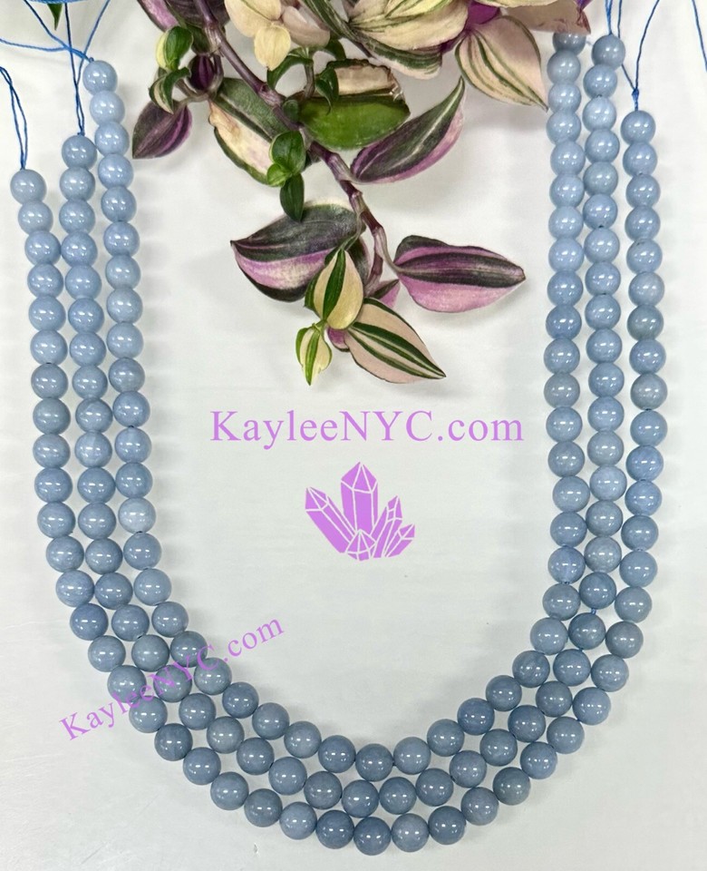 Wholesale Lot 3 Strands 8mm Natural Angelite Beads Crystal Healing 15.5 ...