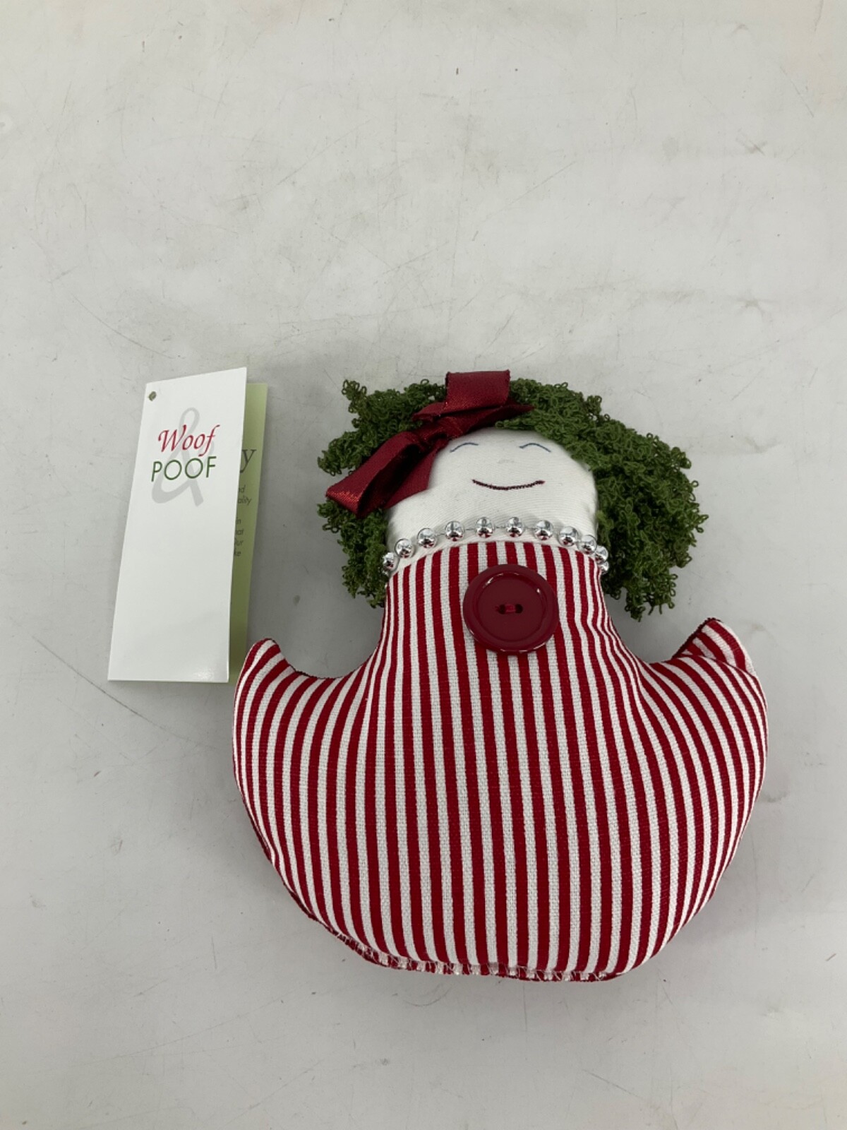 Woof & Poof Christmas 2012 Plush Striped Ornament 7" Holiday Girl Woman ...