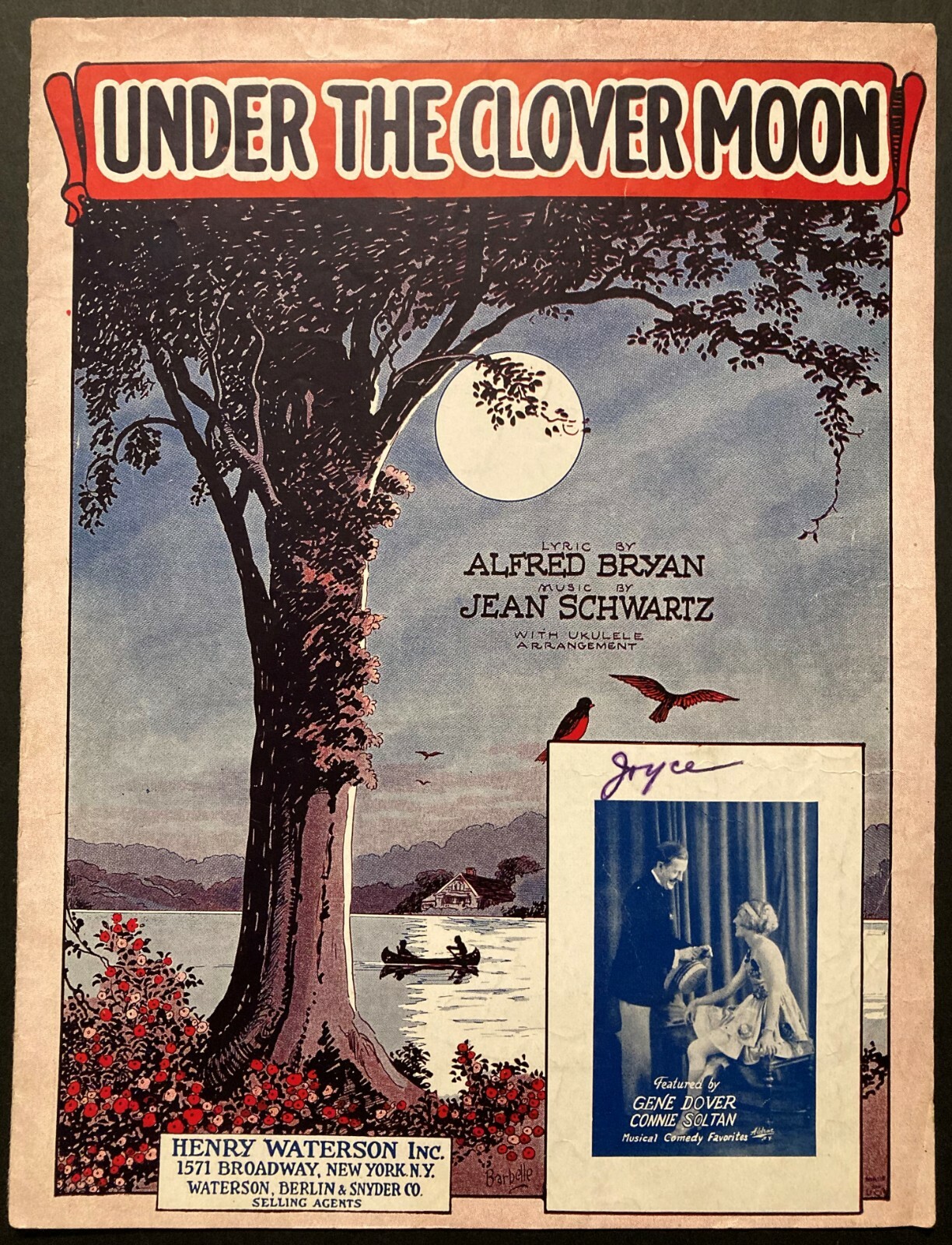 1927 "UNDER THE CLOVER MOON" SHEET MUSIC - GENE DOVER & CONNIE SOLTAN ...