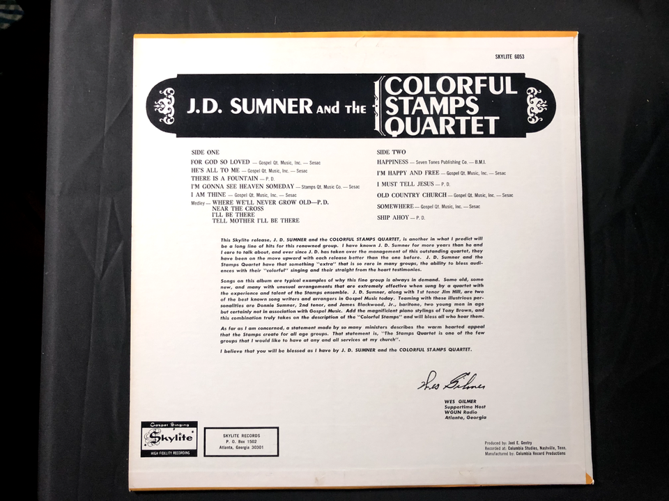 J.D. Sumner and The Colorful Stamps Quartet Gospel Stereo Skylite SLP ...