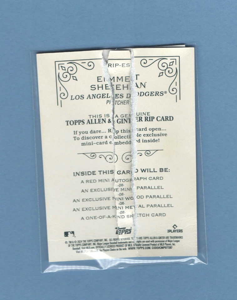 2024 Topps Allen & Ginter - Rip Cards - #RIP-ES - Emmet Sheehan *Ripped ...