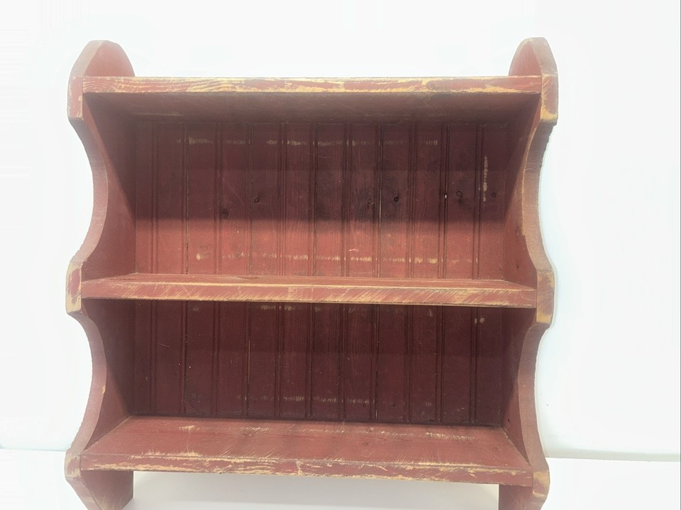 Primitive Colonial Farmhouse Red Shaker Shelf Wall Hanging Wood ...