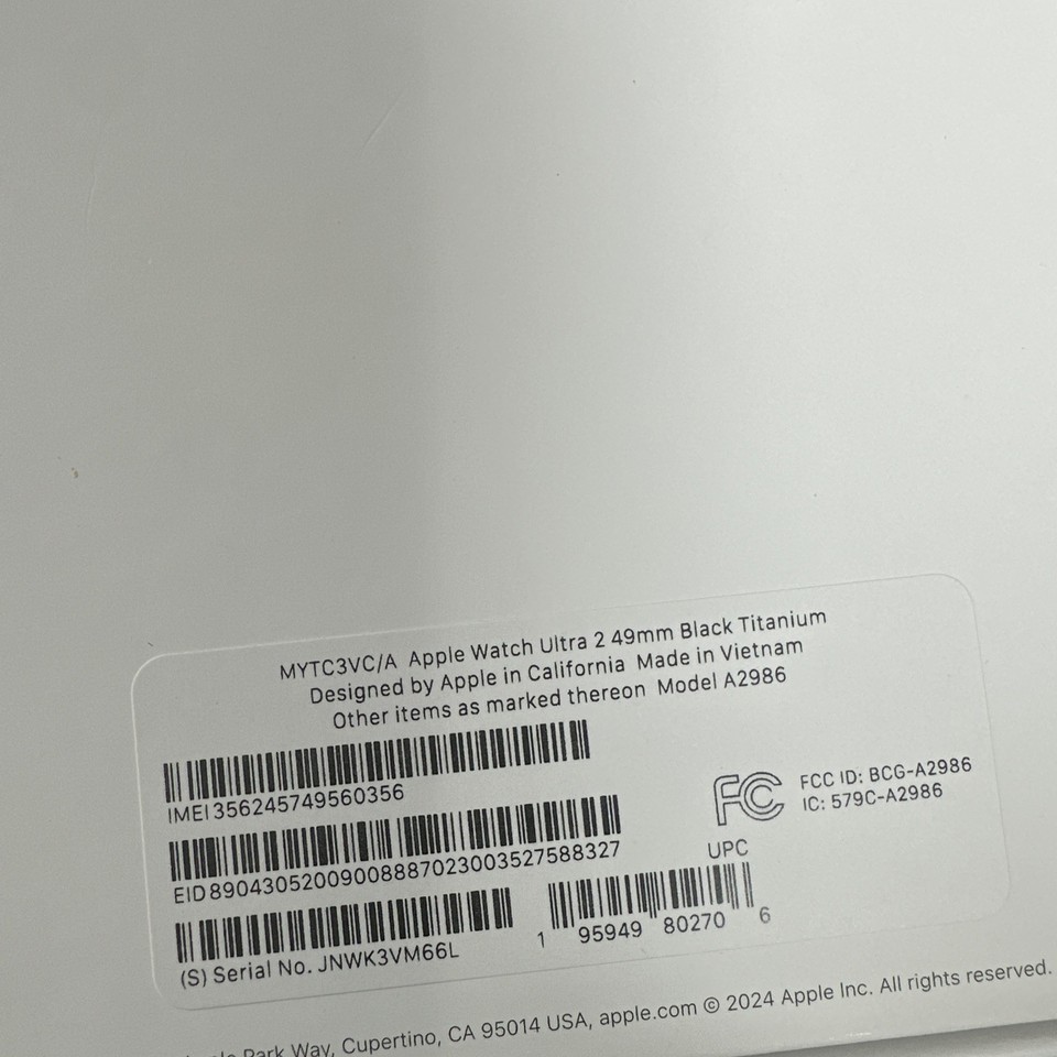 New Apple Watch Ultra 2 49mm Black Titanium Boxed A2986 - UK Warranty ...