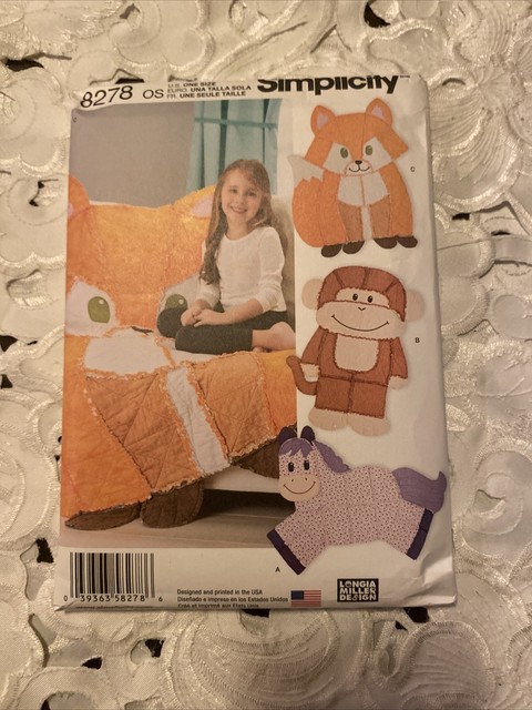 S8278 Sewing Pattern Simplicity 8278 Rag Quilt Horse Monkey Fox ...