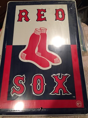 BOSTON RED SOX SIGN 18" X 12" EMBOSSED METAL LARGE RED SOX | eBay