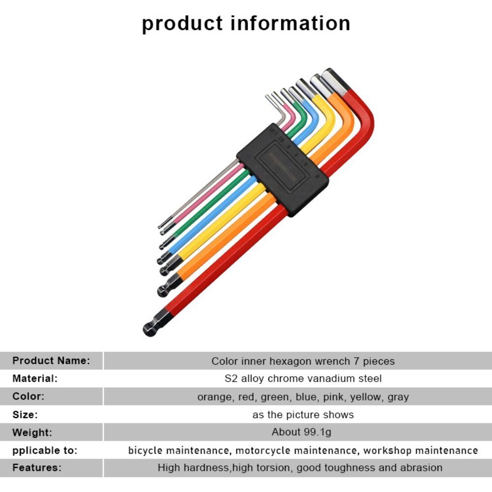 7 PCS Bicycle Hex Key Set Bike Repair Tool Service Wrench Flat Ball ...