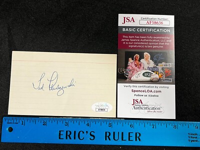 Ted Kluszewski baseball hand signed autographed 3x5 Index card JSA COA ...