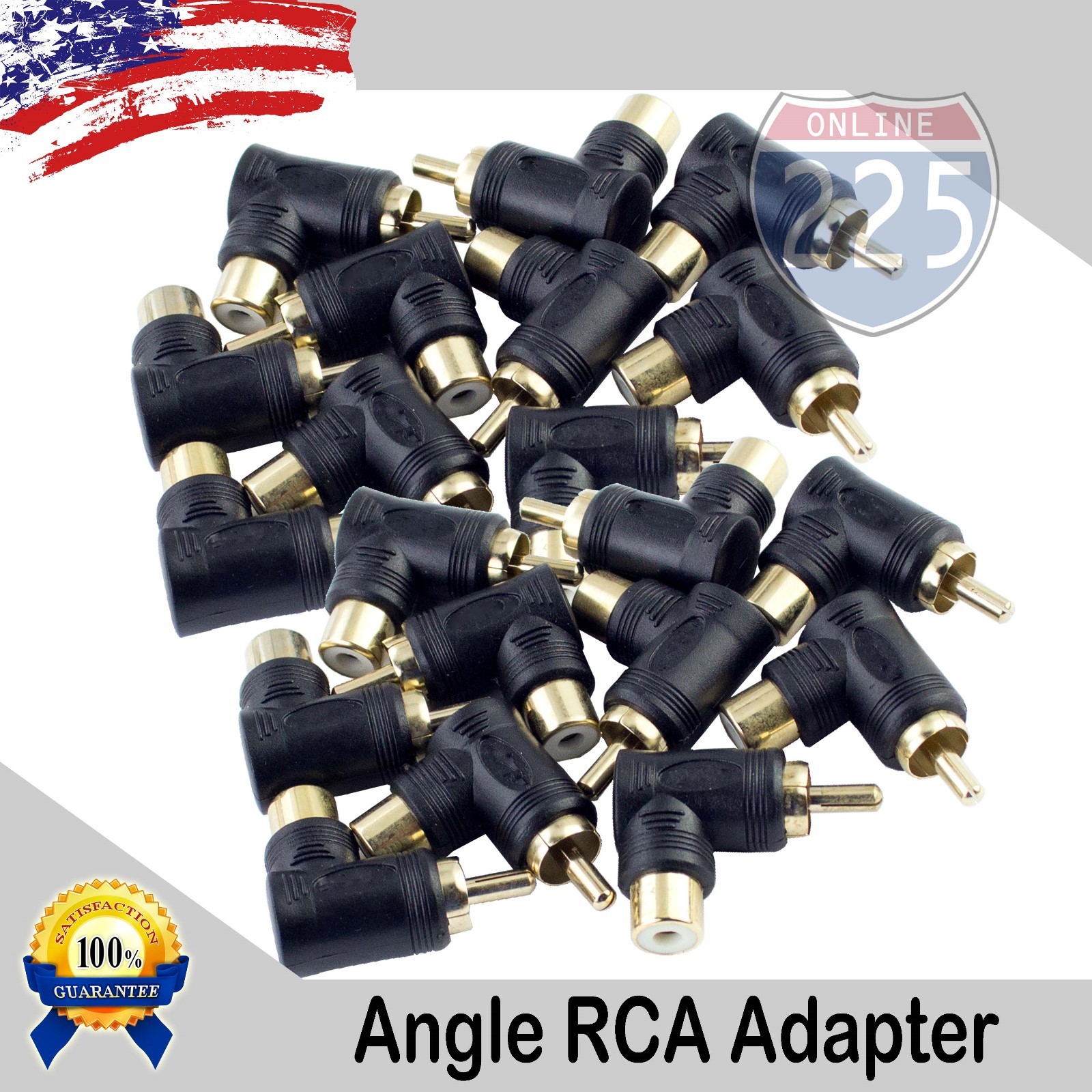 20 Pack Gold-Plated RCA Right Angle Adapters Male to Female 90° Angle ...