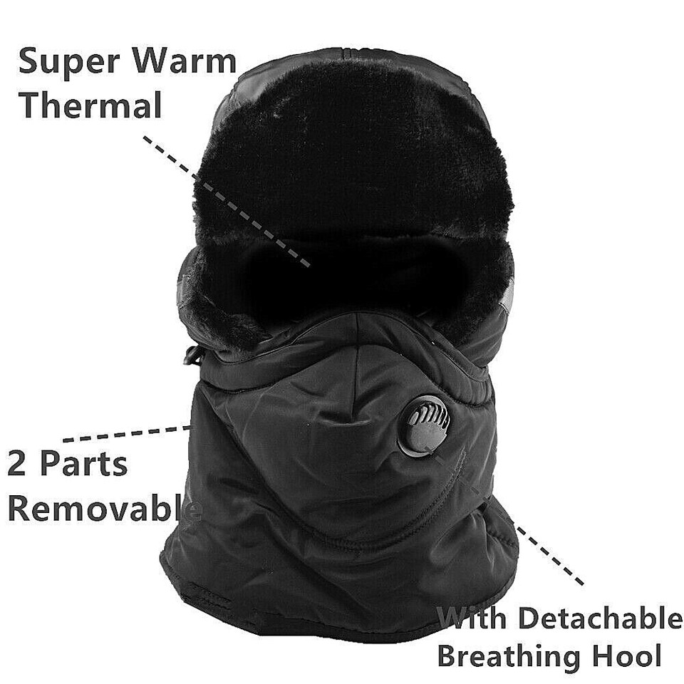 Winter Hats Trapper Russian Aviator Thick Thermal Warm Snow Ski Face ...