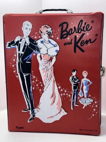 Mattel 1963 Barbie and Ken Red Ponytail Double Carrying Case Trunk ...