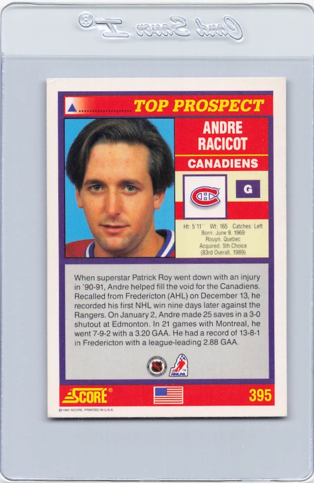1991/92 Score #395 Andre Racicot Canadiens Signed Auto *J7137 | eBay
