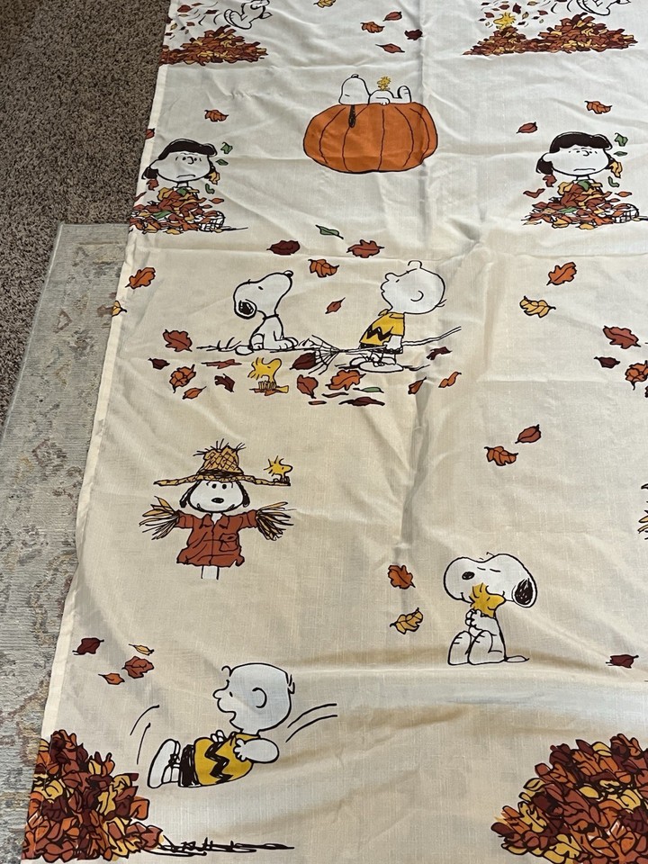 Peanuts snoopy fall shower curtain 72in.x 72in. -and rug 19x26 | eBay