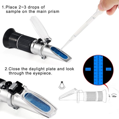 0-90% Brix Meter Refractometer,Portable Hand Held Sugar Content ...