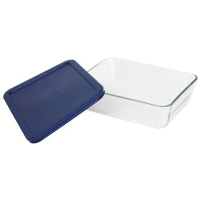Pyrex 7211 6-Cup Rectangle Glass Storage Dish w/ 7211-PC 6-Cup Blue Lid ...