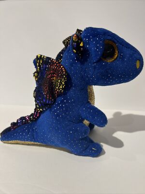 Ty Beanie Boos Saffire Sapphire Blue Dragon No Tags Gold Glitter Eyes ...