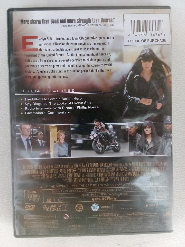 SALT DVD Movie Angelina Jolie Theatrical Edition Action Mystery 2010 | eBay