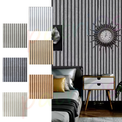 Wooden Slat Panelling Wallpaper Roll 3D Wood Panel Effect Bedroom Wall ...
