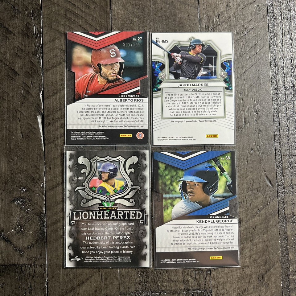 Lot Of 4 Auto Autographed Signed Baseball Cards RC Rookies Prospects | eBay