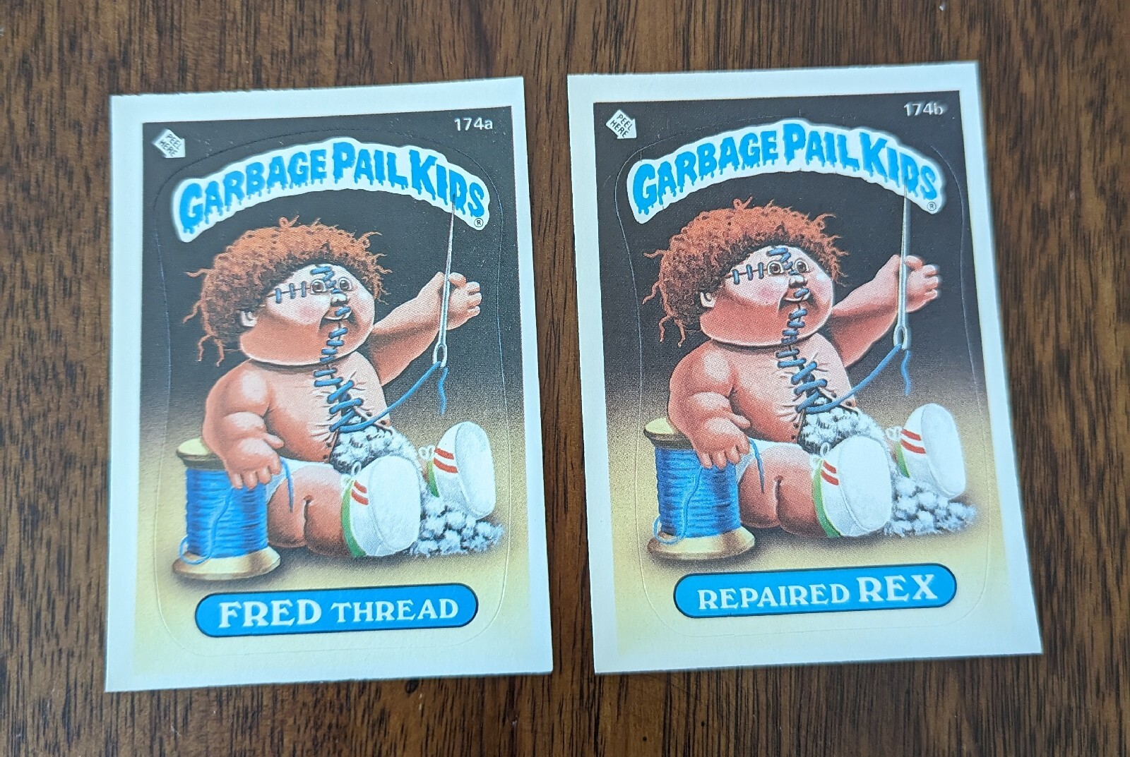 1986 Topps Garbage Pail Kids GPK Series 5 FRED THREAD 174a & REPAIRED ...