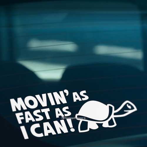 MOVIN AS FAST AS I CAN Slow Turtle Funny Car,Van,Caravan Vinyl Decal ...