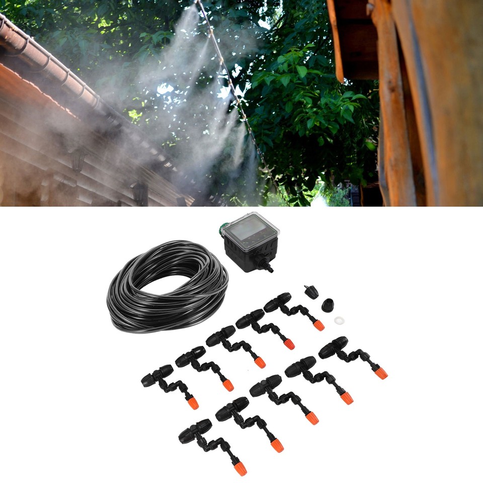 32.8ft Misting Plant Watering Timer System With LCD Screen Controller ...
