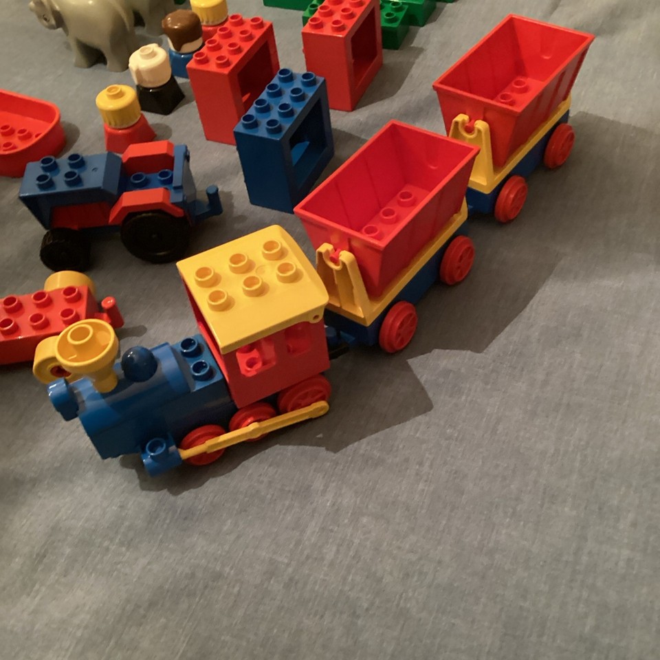 Vintage 80s Lego Duplo Lot Over 50 Pieces Mini Figs-Train-Hopper Cars ...