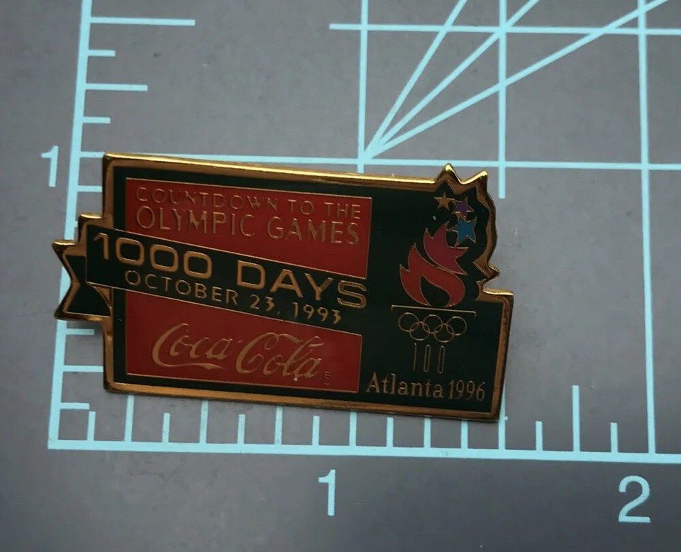 Vtg Olympic Games Atlanta Pin Coca Cola 1000 Days Countdown Torch 1996 ...