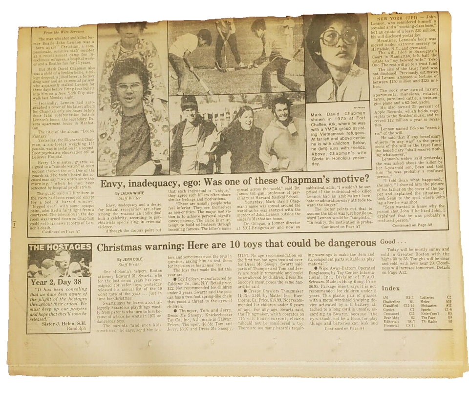 John Lennon The Beatles Boston Herald December 11 1980 New Full ...