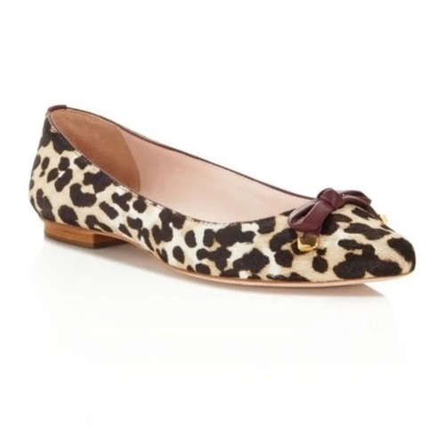 KATE SPADE NWOB Emma Dyed Calf Fur Leopard Print Pointed Toe Ballet ...
