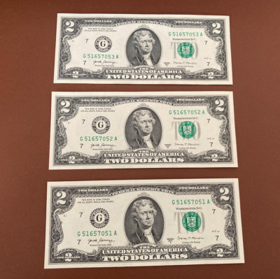Sequential Uncirculated Two Dollar Bills, $2, Series 2017A | eBay