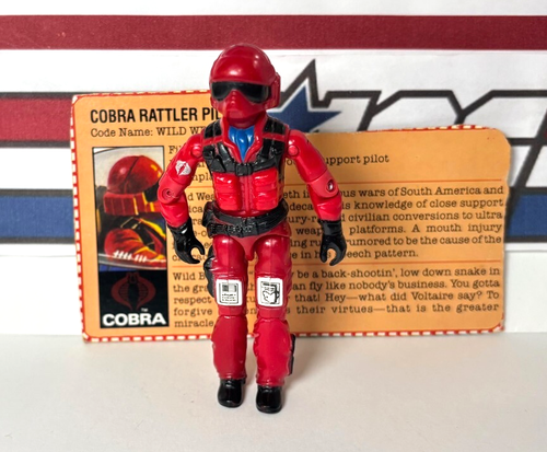 GI Joe Wild Weasel v1 1984 *NICE CONDITION w/Card* Cobra Rattler pilot ...