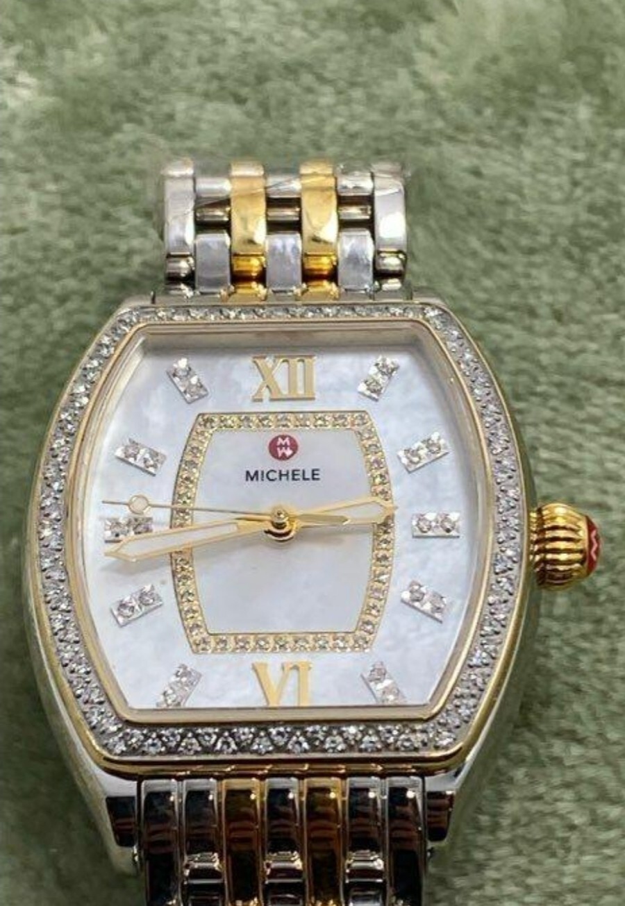 Michele Releve Mother of Pearl Diamond Two Tone Women's Watch ...