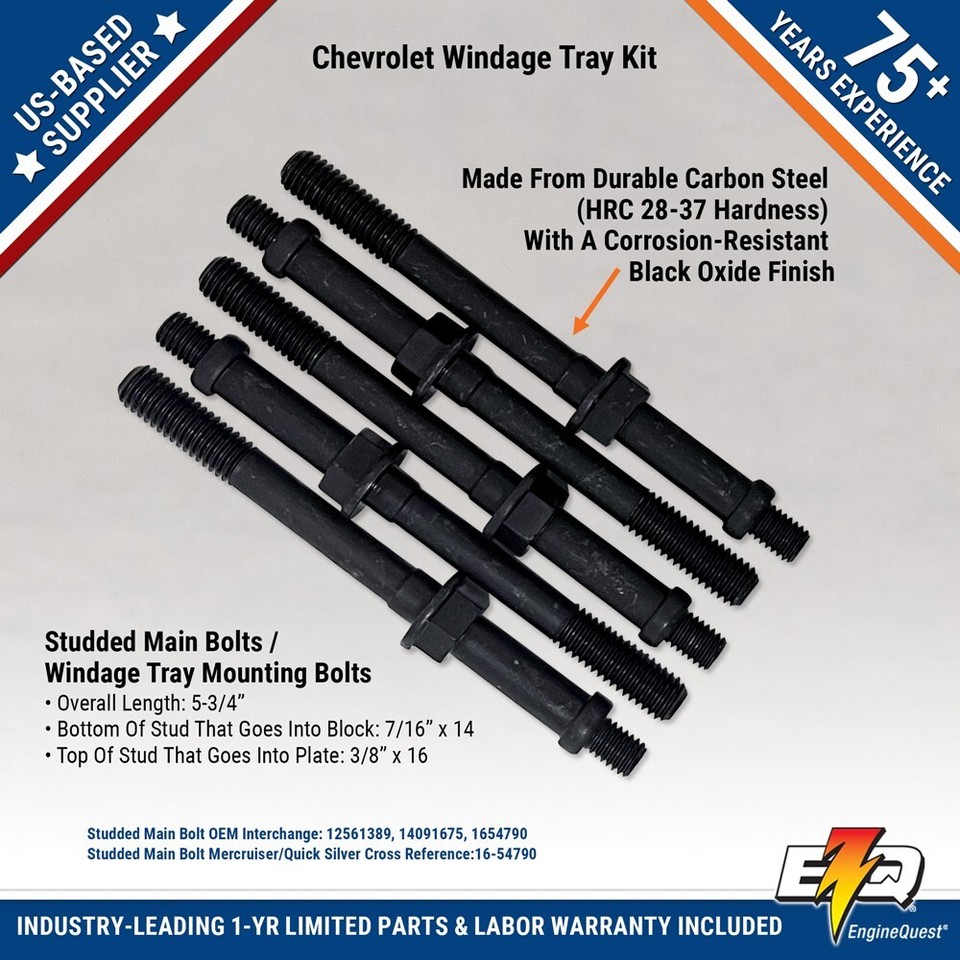 SBC V8 Windage Tray & Main Bolts Kit | Fits 305 & 350 Engines (5.0L, 5 ...