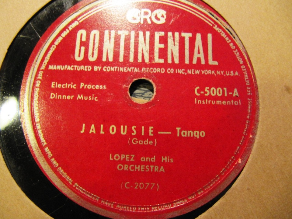 1944 Tango Tzigane JALOUSIE/ de la Rosa Vincent Lopez Orch CONTINENTAL ...