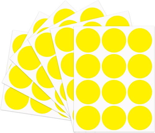 Dot Stickers, 2 Inch, 540Pcs, Yellow, Removable, Writable, Circle ...