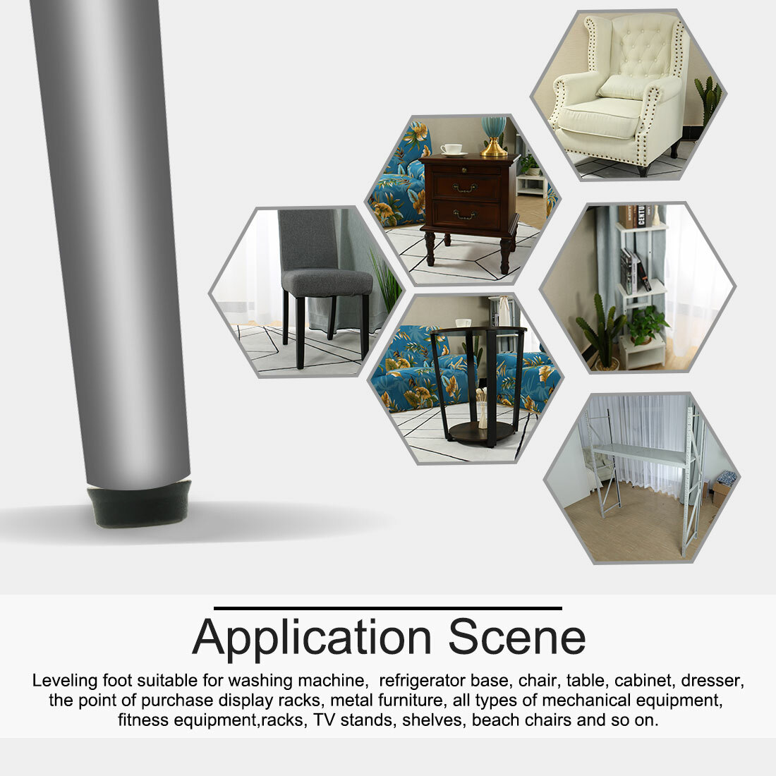 M6 x 24 x 18mm Furniture Glide Leveling Feet Floor Protector for Table ...